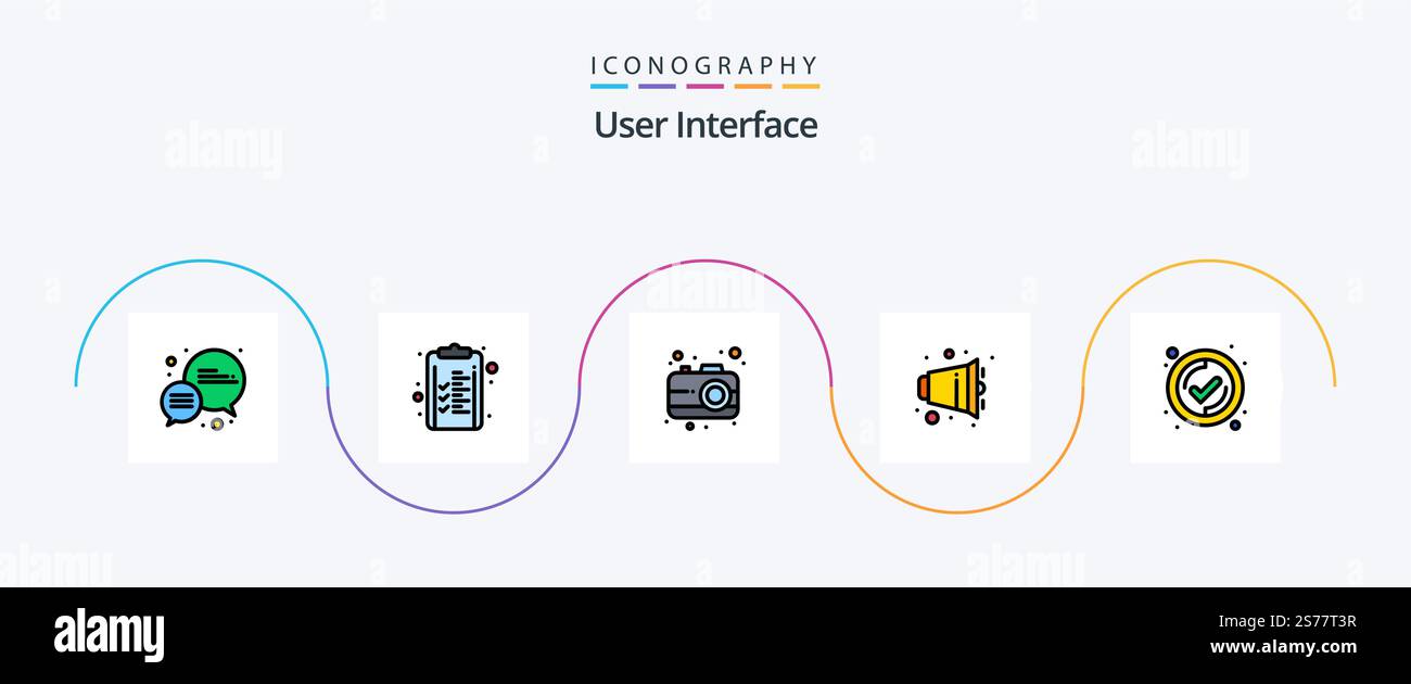 User Interface Line Filled Flat 5 Icon Pack Including . tick. interface. interface. volume Stock ...