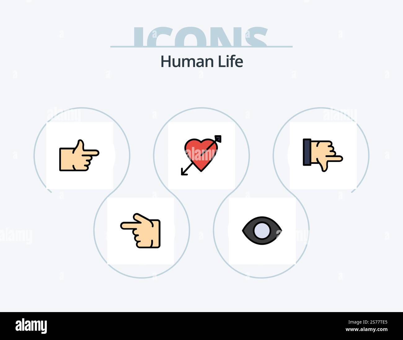 Human Line Filled Icon Pack 5 Icon Design. . forefinger. high five ...