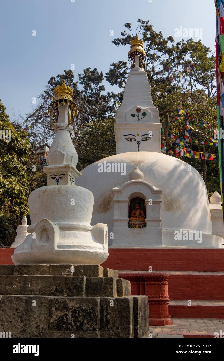 Small stupas located at the base of Swayambhunath, Kathmandu, Nepal ...