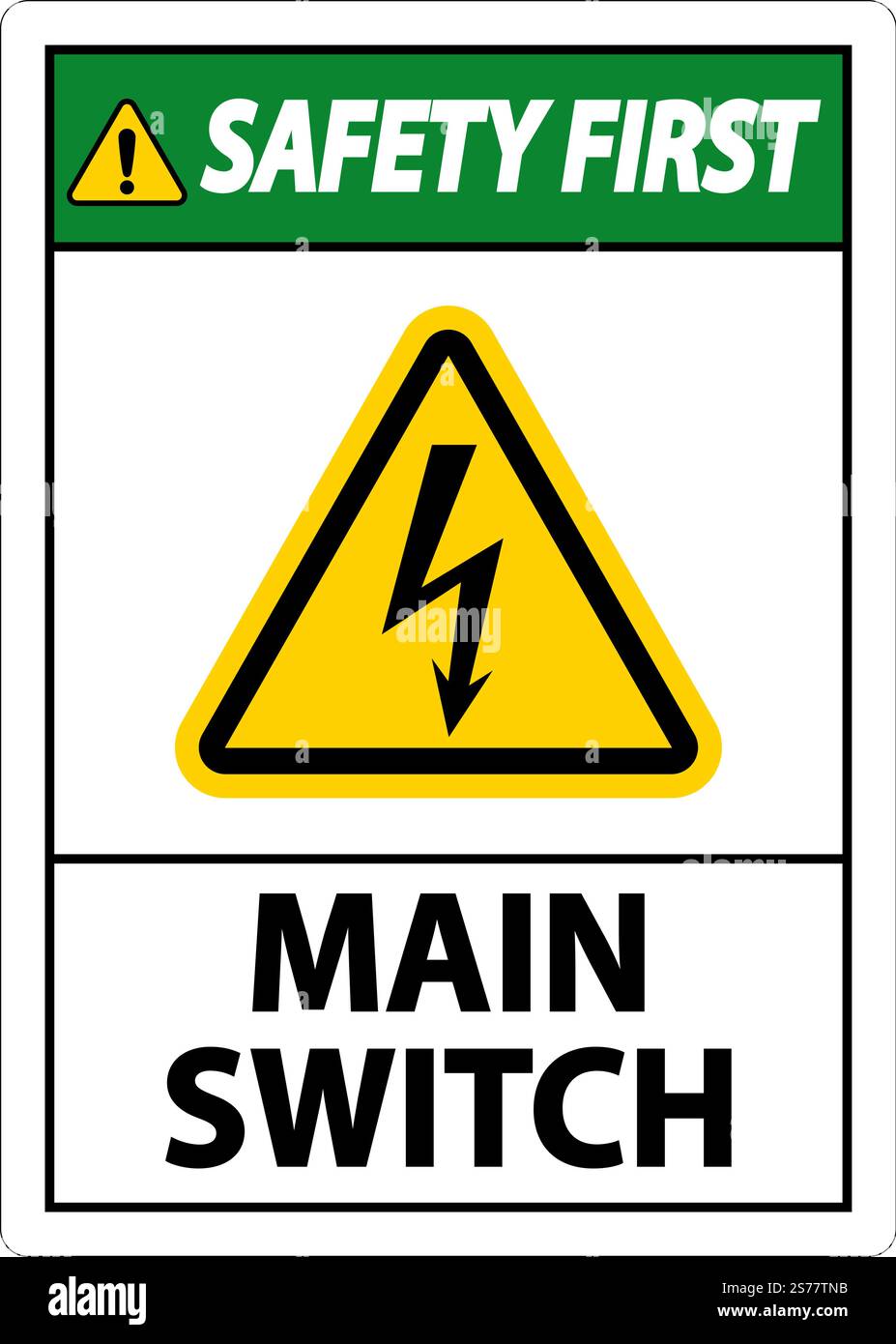 Safety First Main Switch Sign On White Background Stock Vector Image ...