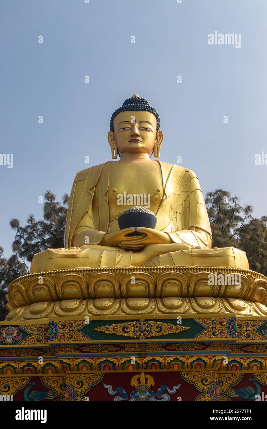 Golden statue of Buddha at Buddha Park, Swayambhunath, Kathmandu, Nepal ...