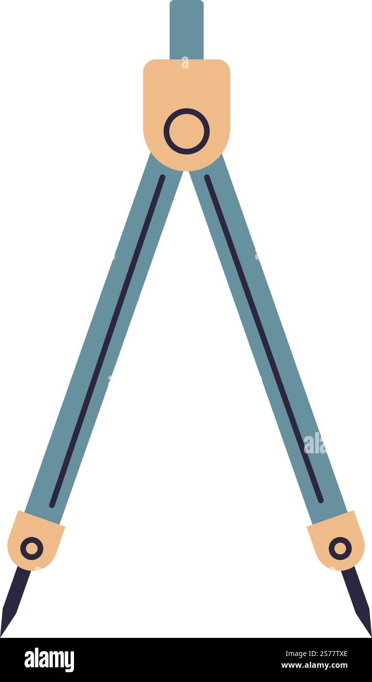 Pair of compasses used in technical drawing. Isolated icon of ...