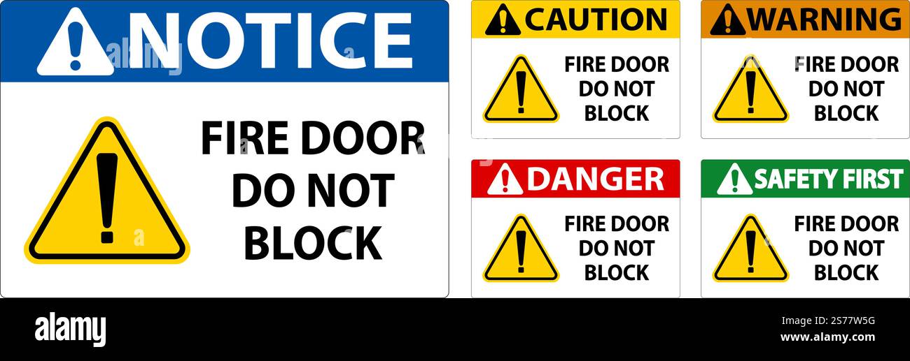 Fire Door Do Not Block Sign On White Background Stock Vector Image ...
