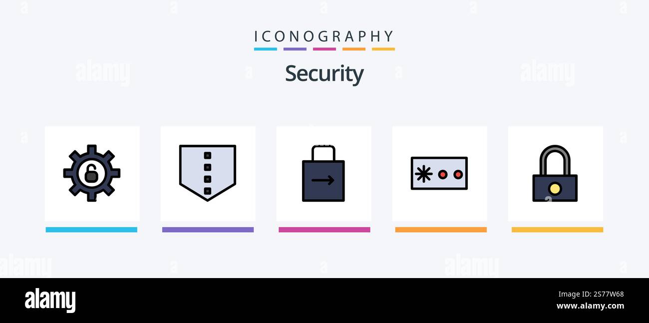 Security Line Filled 5 Icon Pack Including . shield. touch. security ...