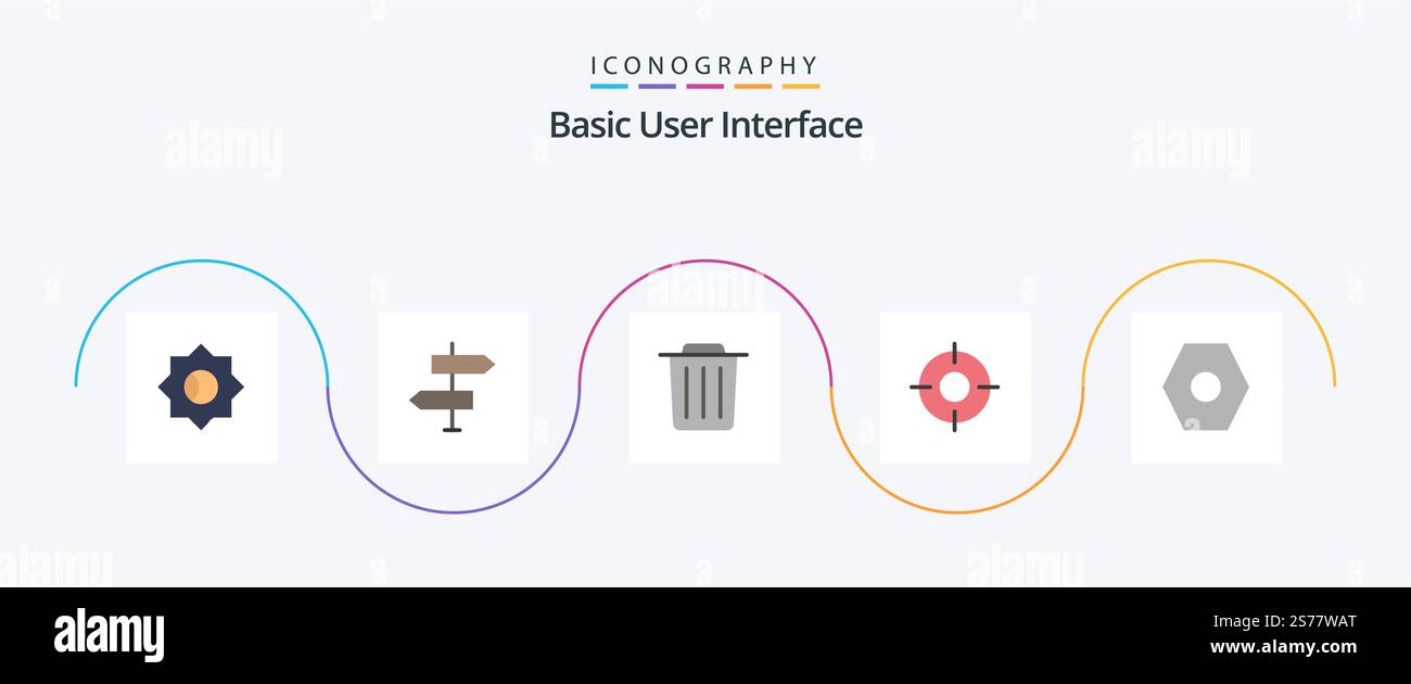 Basic Flat 5 Icon Pack Including settings. ux. delete. ui. essential ...
