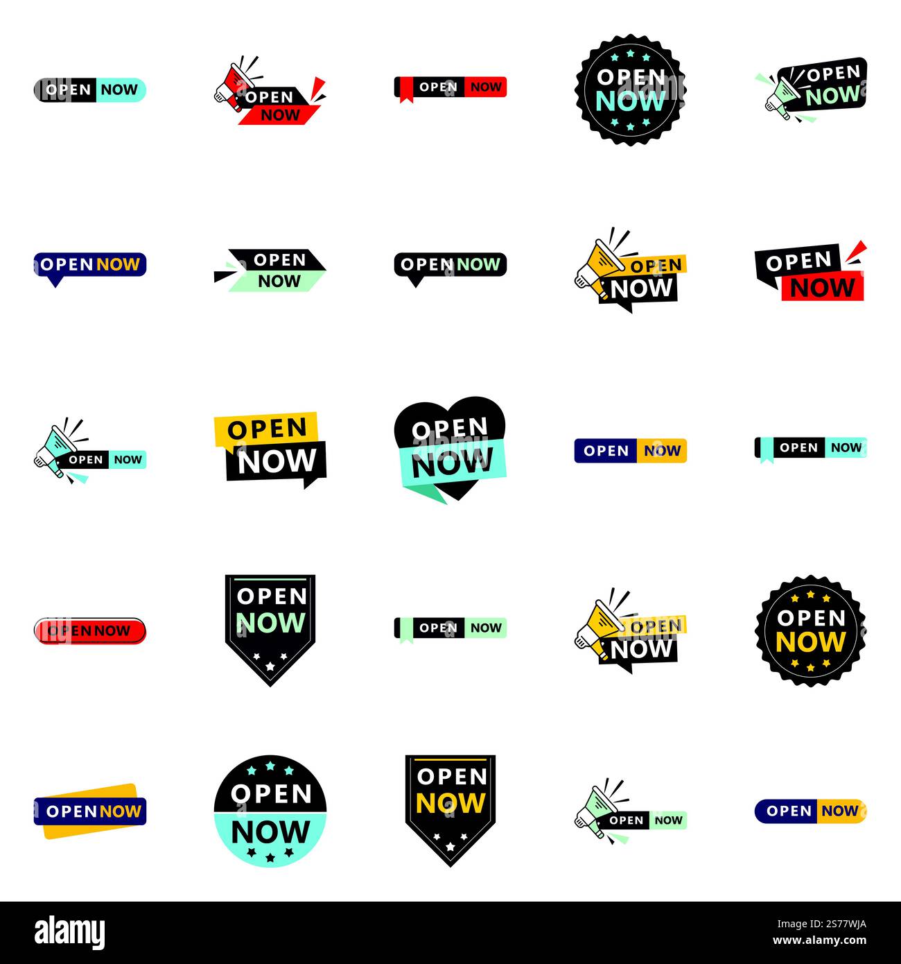 Open now pack 25 diverse design options Stock Vector Image & Art - Alamy