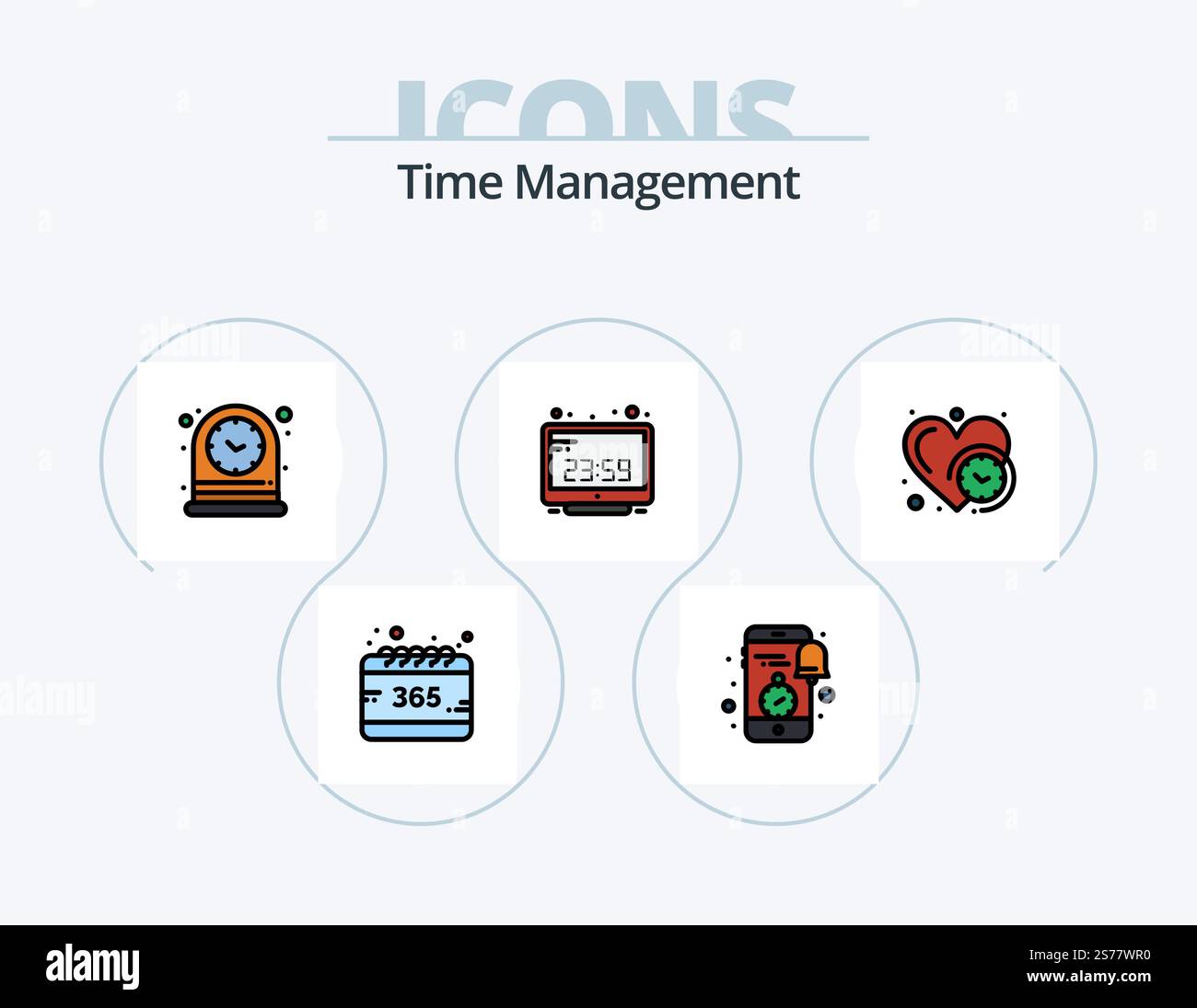 Time Management Line Filled Icon Pack 5 Icon Design. clock. time. watch ...