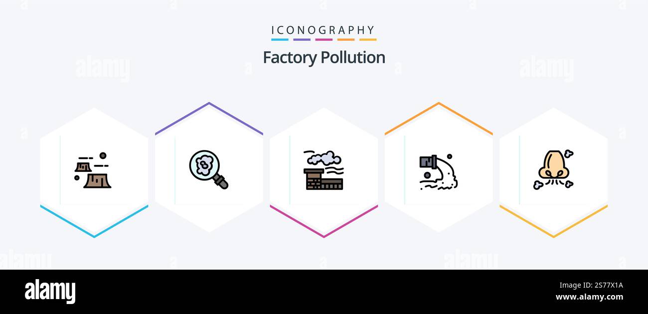 Factory Pollution 25 FilledLine icon pack including breathe. waste ...