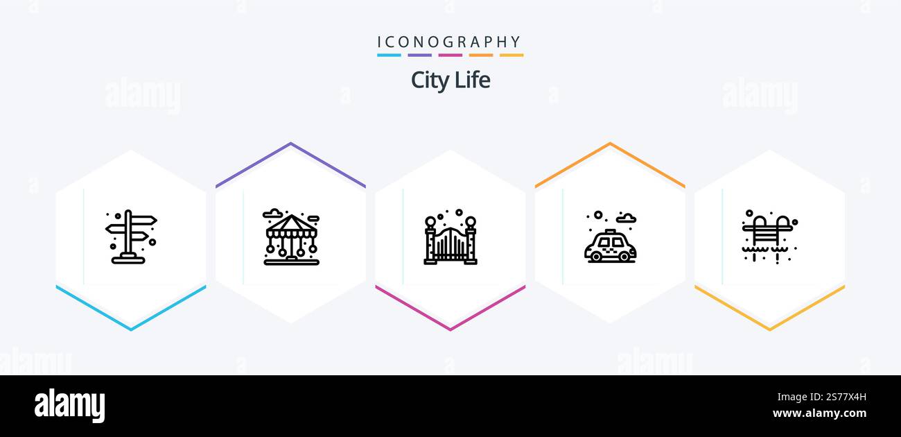 City Life 25 Line icon pack including . swimming pool. life. life. car ...