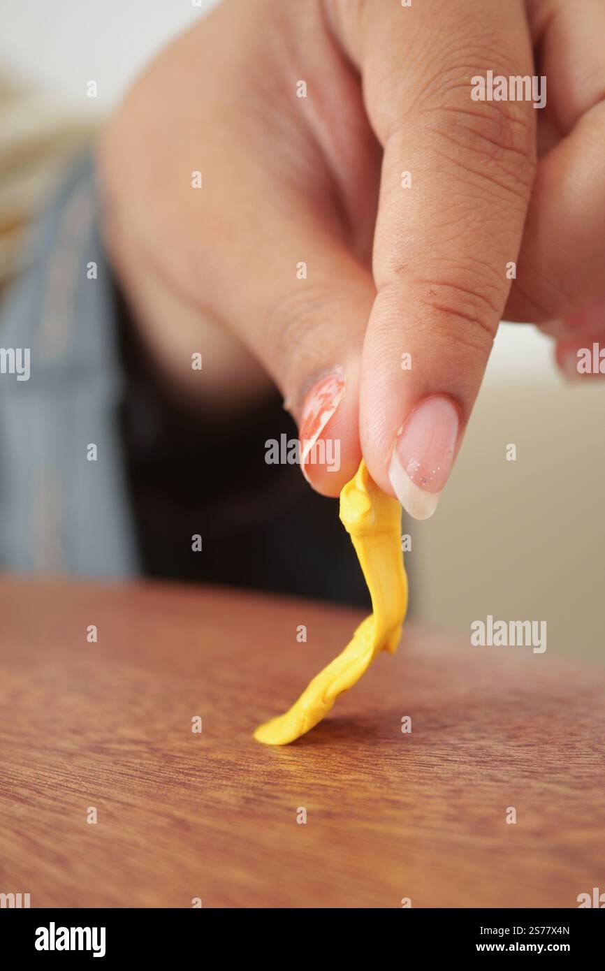 effectively removing chewing gum, with closeup view focus Stock Photo ...