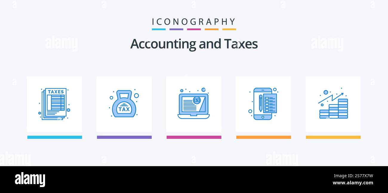 Taxes Blue 5 Icon Pack Including analytics. stamp. tax. payment ...