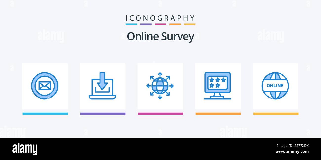 Online Survey Blue 5 Icon Pack Including website. business. global ...