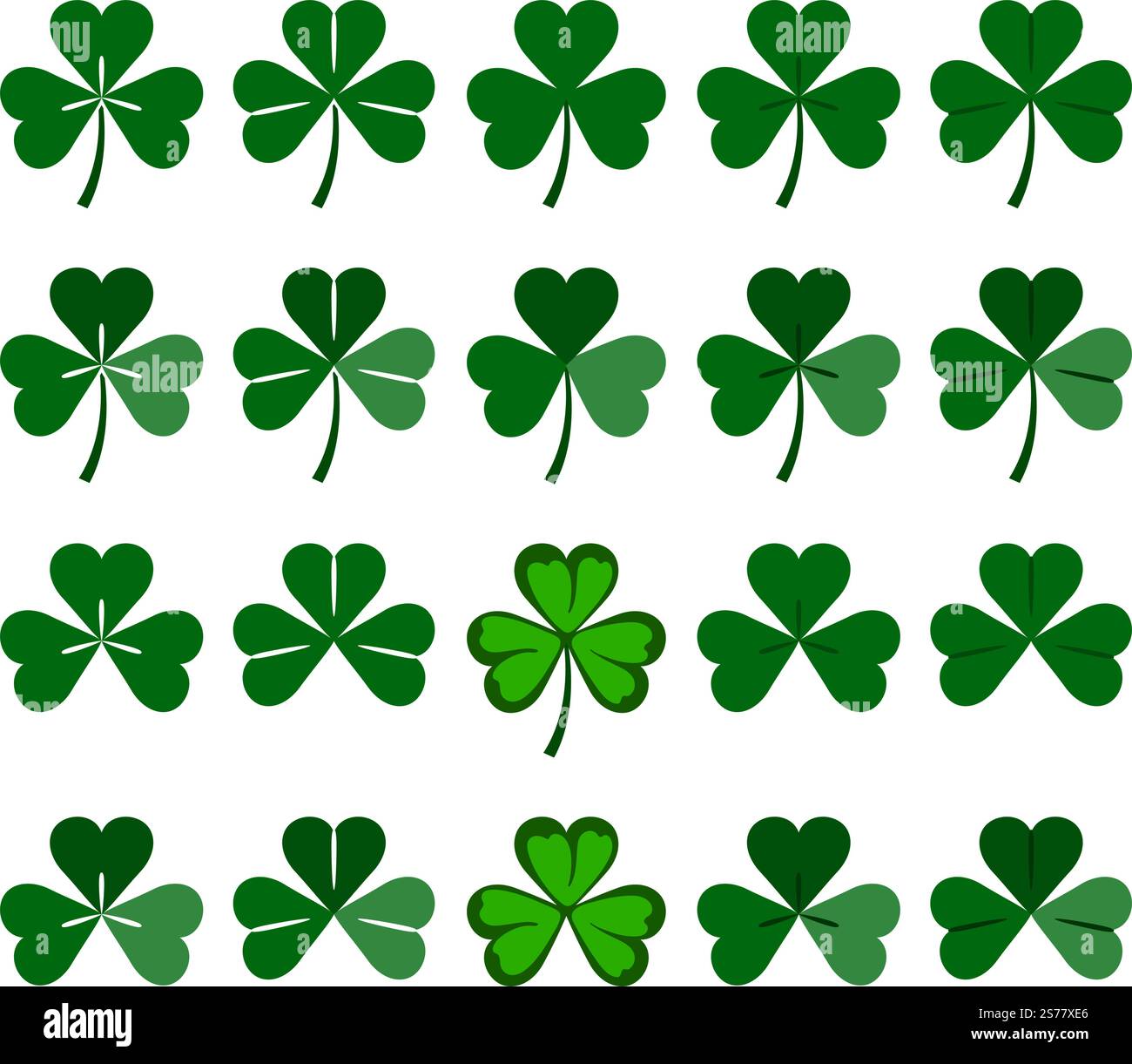 Three-leaf shamrock clover icon set. Symbol of Lucky Irish beer ...