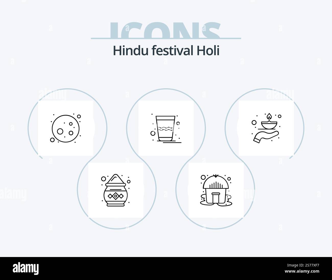 Holi Line Icon Pack 5 Icon Design. rangoli. india. flower. spark ...