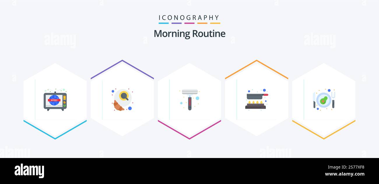 Morning Routine 25 Flat icon pack including egg. bacon. razor. fry ...