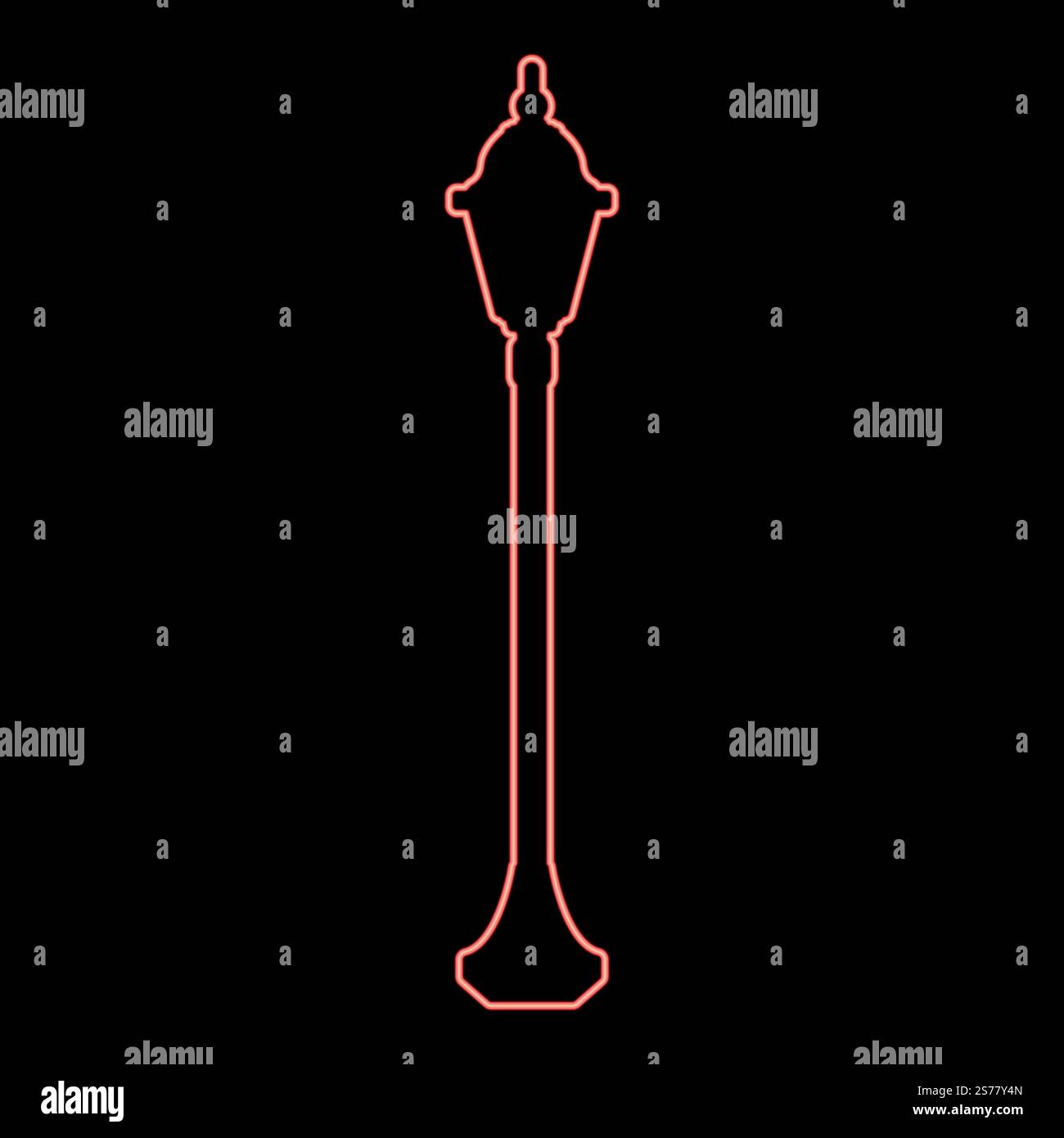 Neon street lamp lantern red color vector illustration image flat style ...