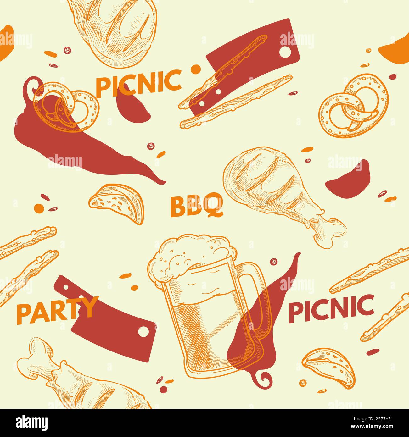 Drinks and food, tasty dishes and beverages on picnic and barbeque ...