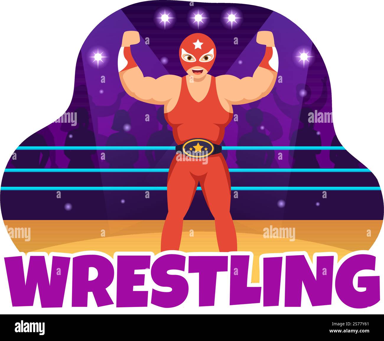 Wrestling Illustration with Two fighters Boxing Competition or ...