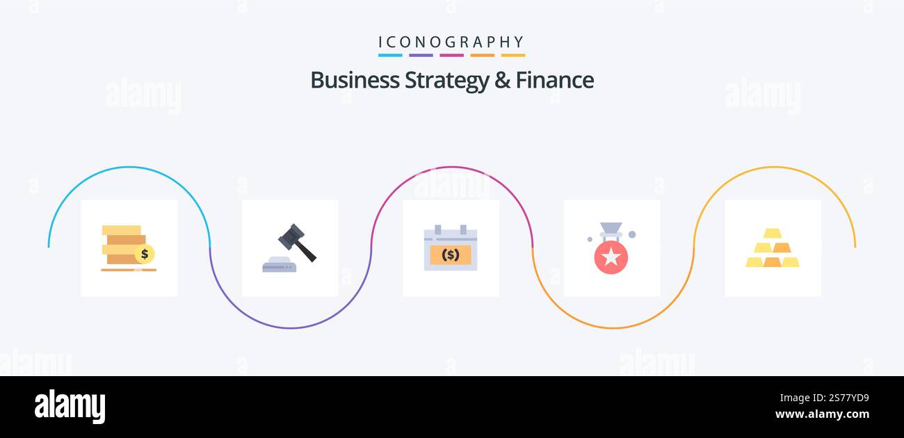 Business Strategy And Finance Flat 5 Icon Pack Including gold. price ...
