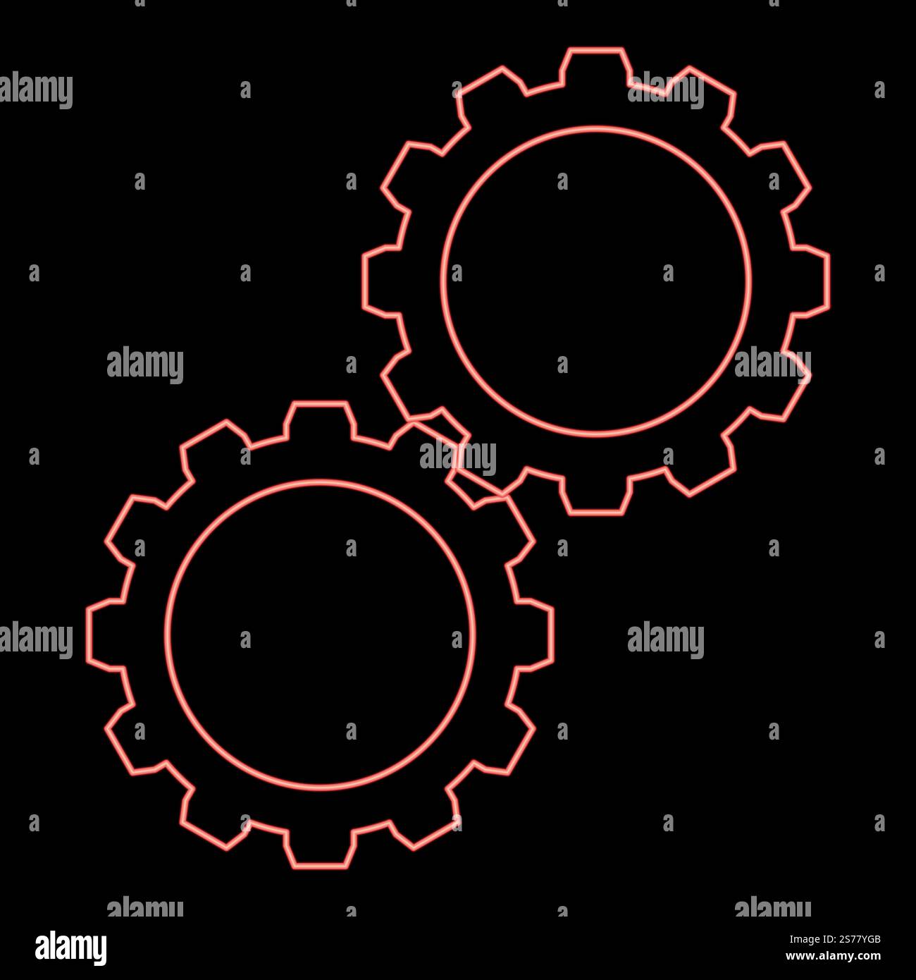 Neon two gears gearwheel cog set Cogwheels connected in working ...