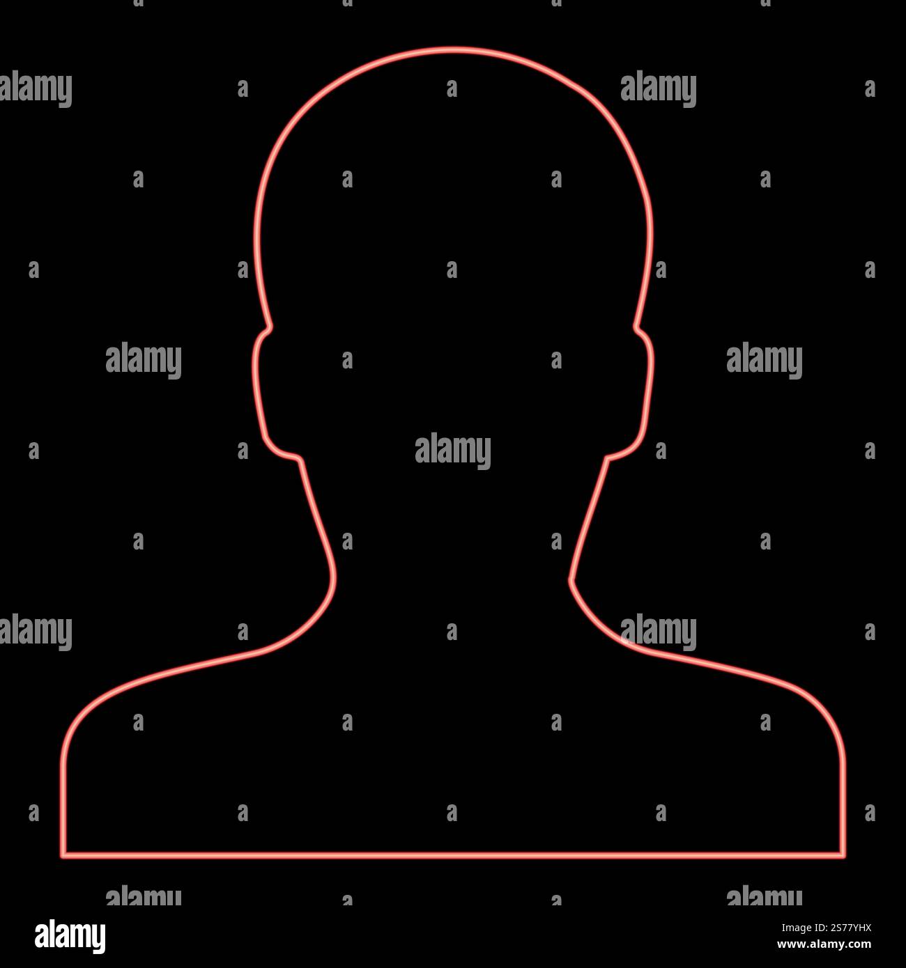 Neon avatar man face silhouette User sign Person profile picture male ...