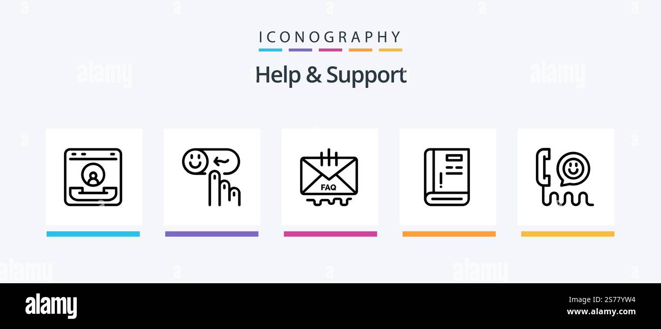 Help And Support Line 5 Icon Pack Including contact. call. contact ...