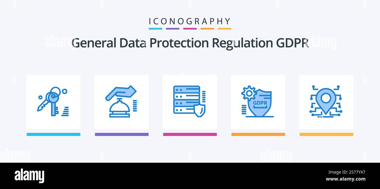 Gdpr Blue 5 Icon Pack Including processor. security. network. secure. locked. Creative Icons ...