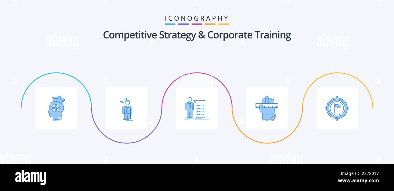 Competitive Strategy And Corporate Training Blue 5 Icon Pack Including ...