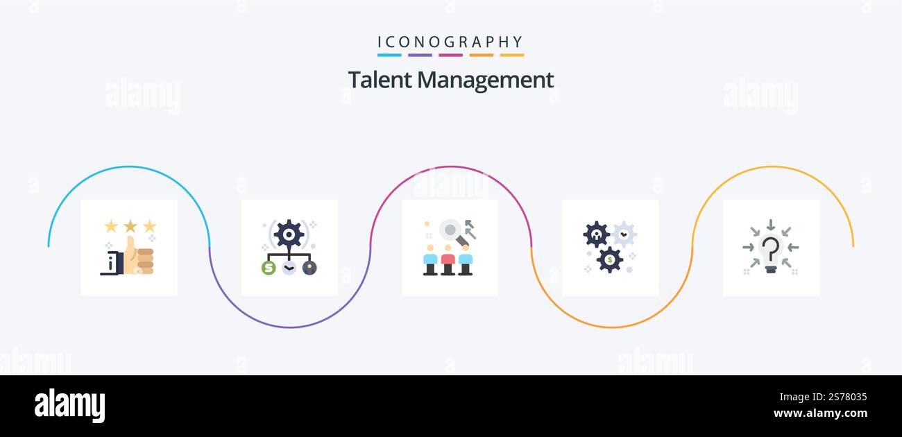 Talent Management Flat 5 Icon Pack Including setting. cog. setting. job ...