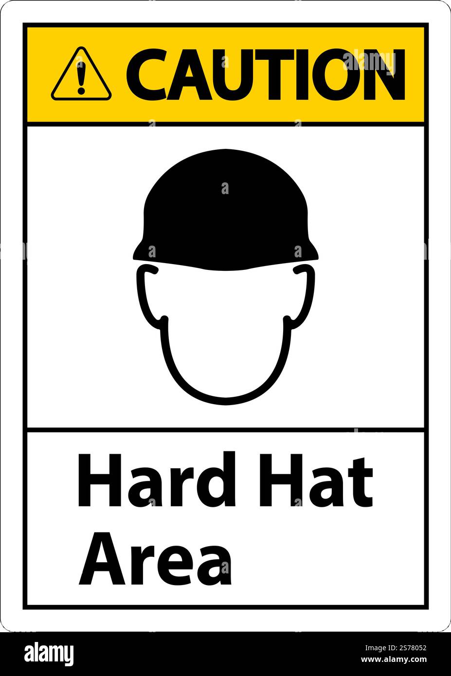 Caution Hard Hat Protection Required Area Sign On White Background ...