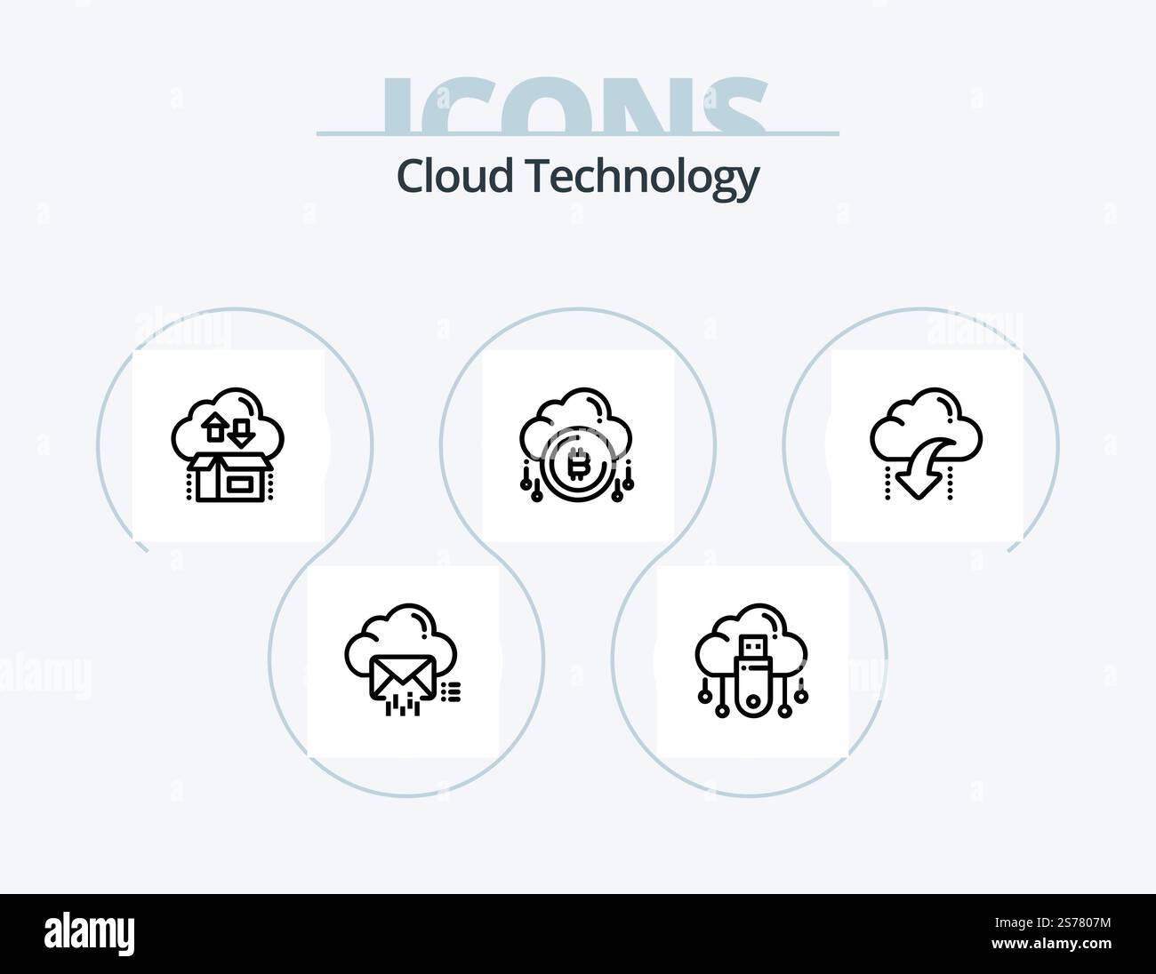 Cloud Technology Line Icon Pack 5 Icon Design. gift. box. network. gps ...