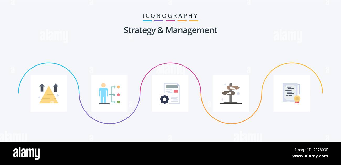 Strategy And Management Flat 5 Icon Pack Including sign. board. user ...