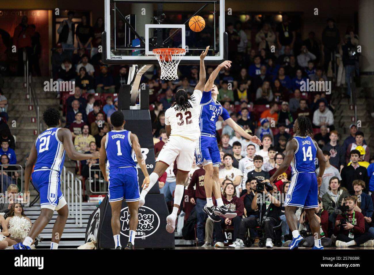 Conte Forum. 18th Jan, 2025. Massachusetts, USA; Duke forward Cooper ...