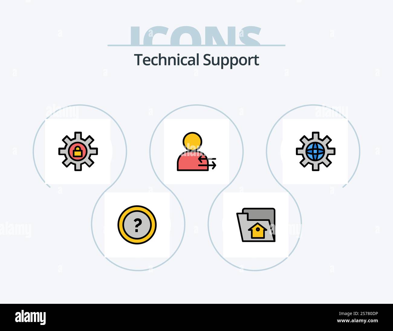 Technical Support Line Filled Icon Pack 5 Icon Design. configuration ...
