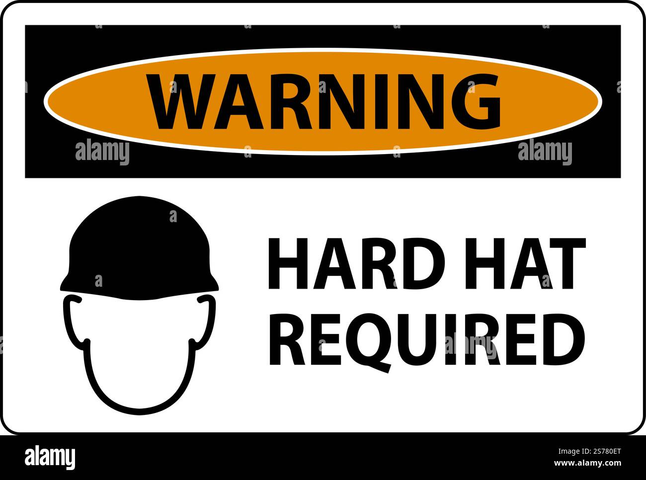 Warning Hard Hat Required Sign On White Background Stock Vector Image ...