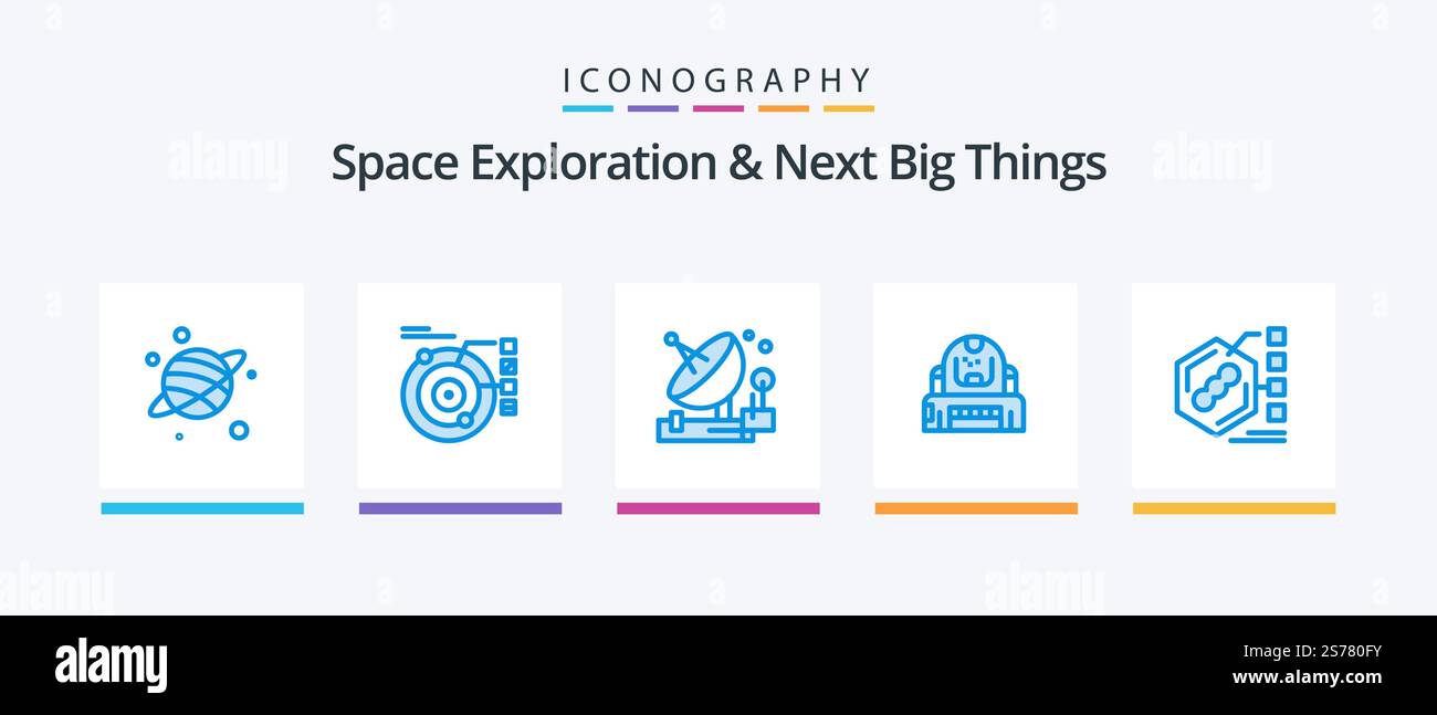 Space Exploration And Next Big Things Blue 5 Icon Pack Including ...