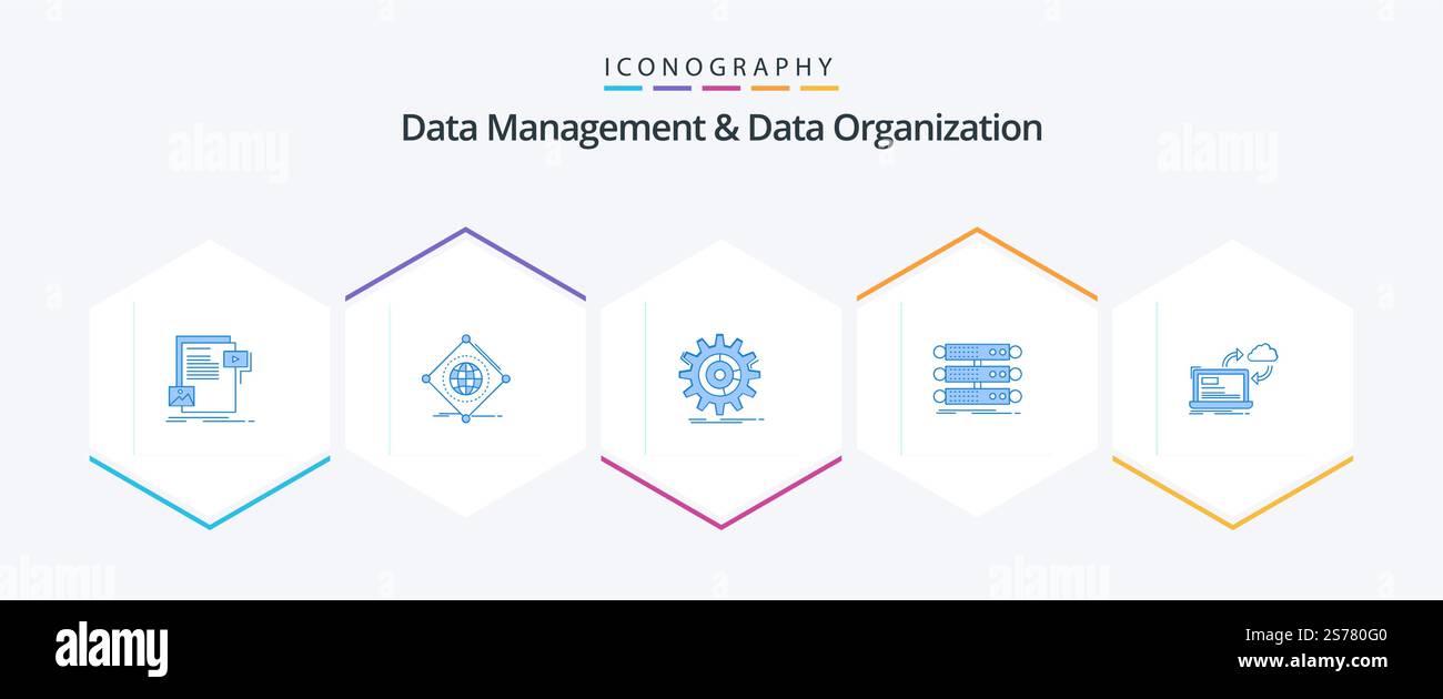 Data Management And Data Organization 25 Blue icon pack including rack ...