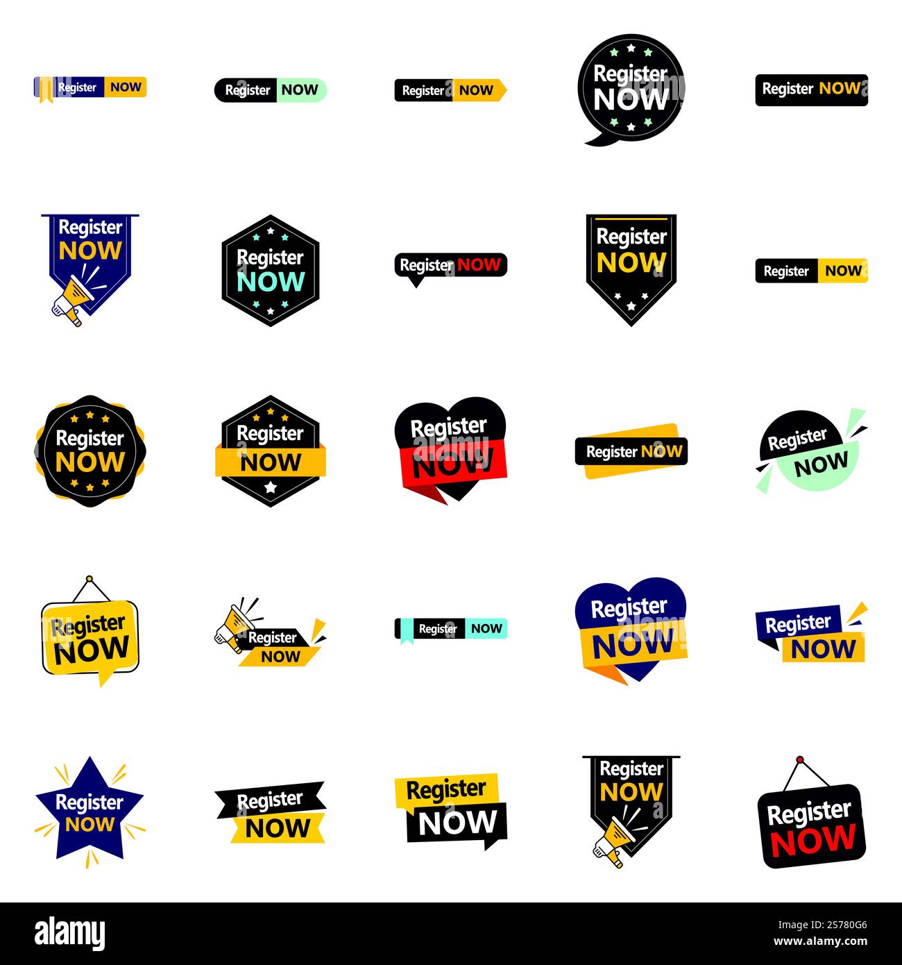 25 Eye catching Typographic Designs for Register Now Stock Vector Image ...