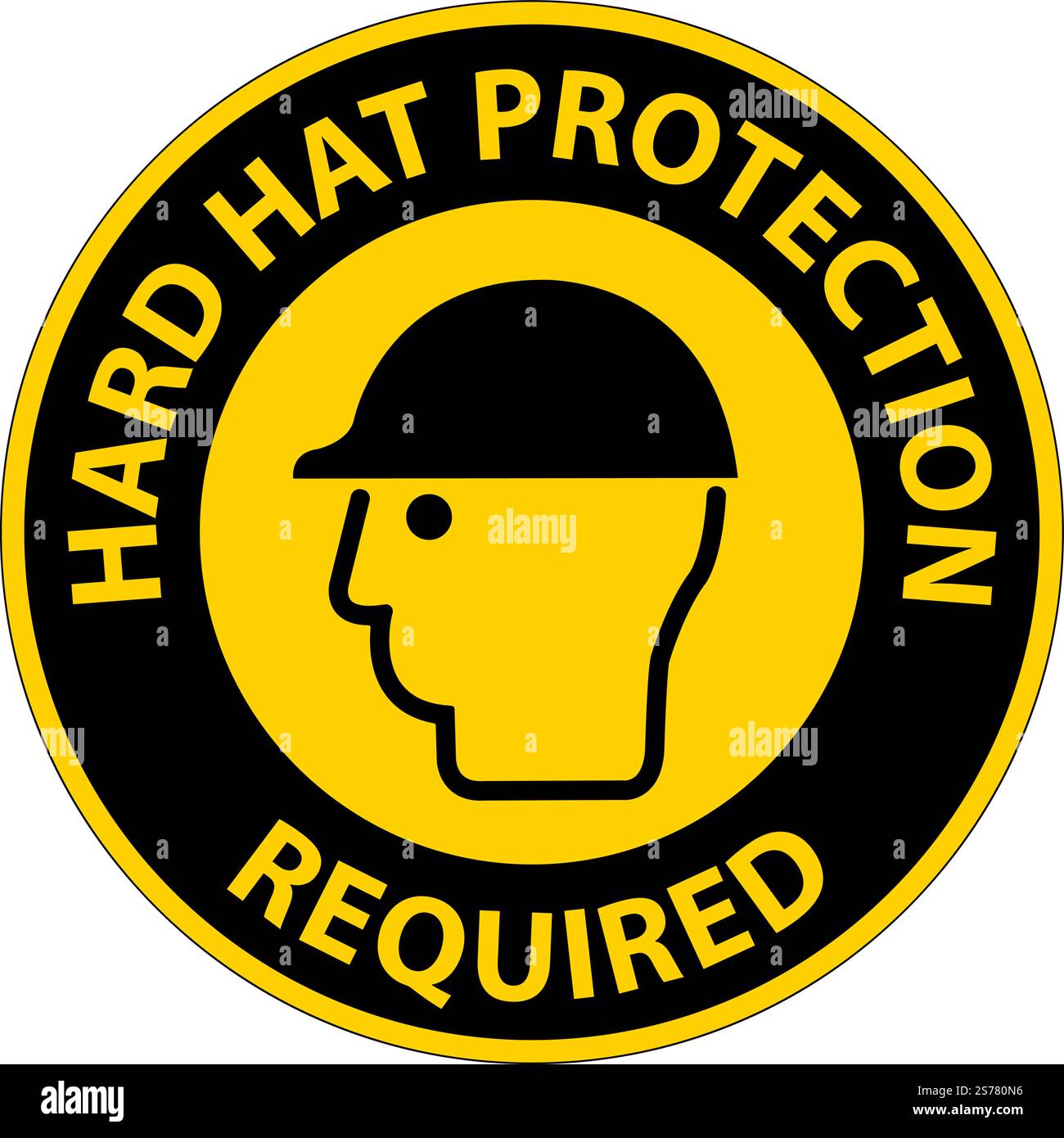 Hard Hat Protection Required Area Sign On White Background Stock Vector ...