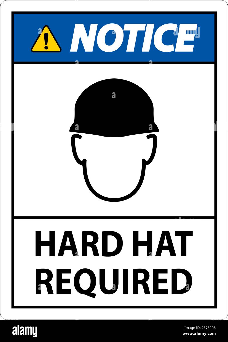 Notice Hard Hat Required Sign On White Background Stock Vector Image ...