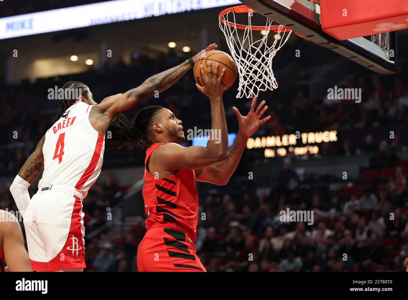 Portland Trail Blazers forward Jabari Walker (34) drives to the basket ...
