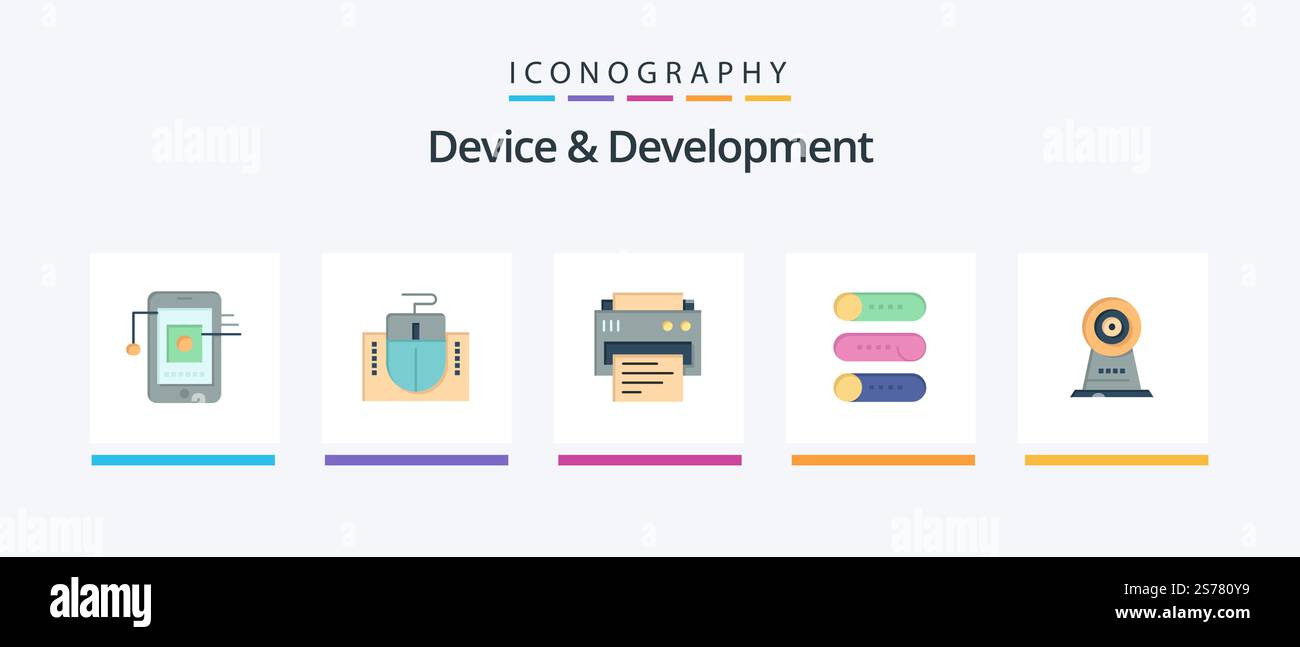 Device And Development Flat 5 Icon Pack Including webcam. on off. printer. switch. setting ...