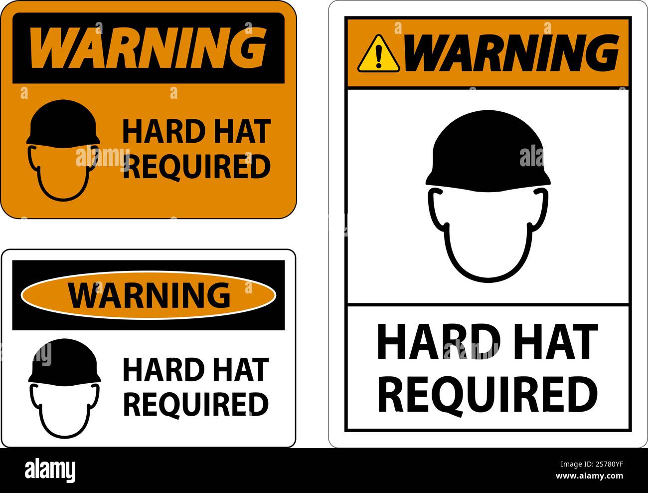 Warning Hard Hat Required Sign On White Background Stock Vector Image ...