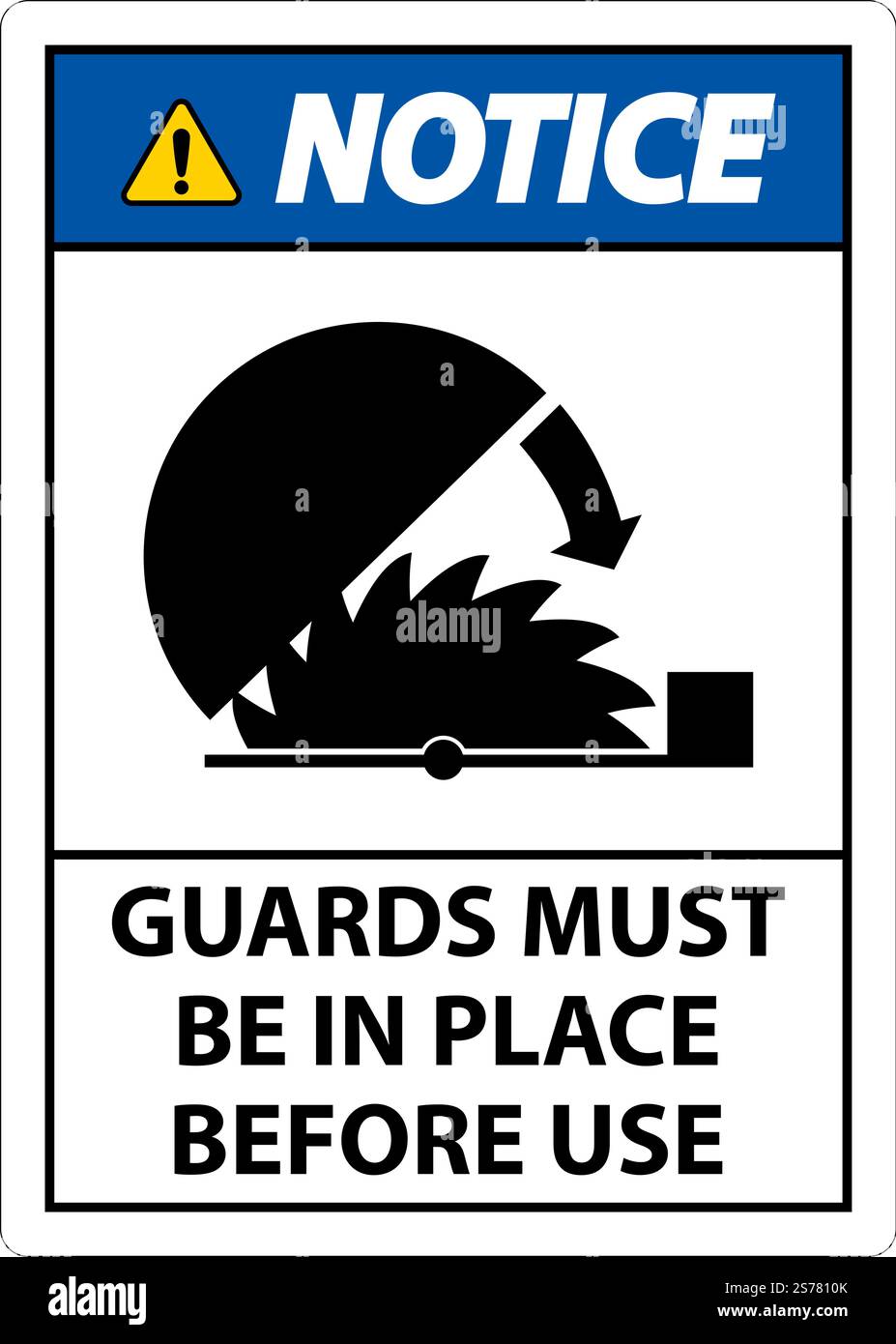 Notice Guards Must Be In Place Sign On White Background Stock Vector ...