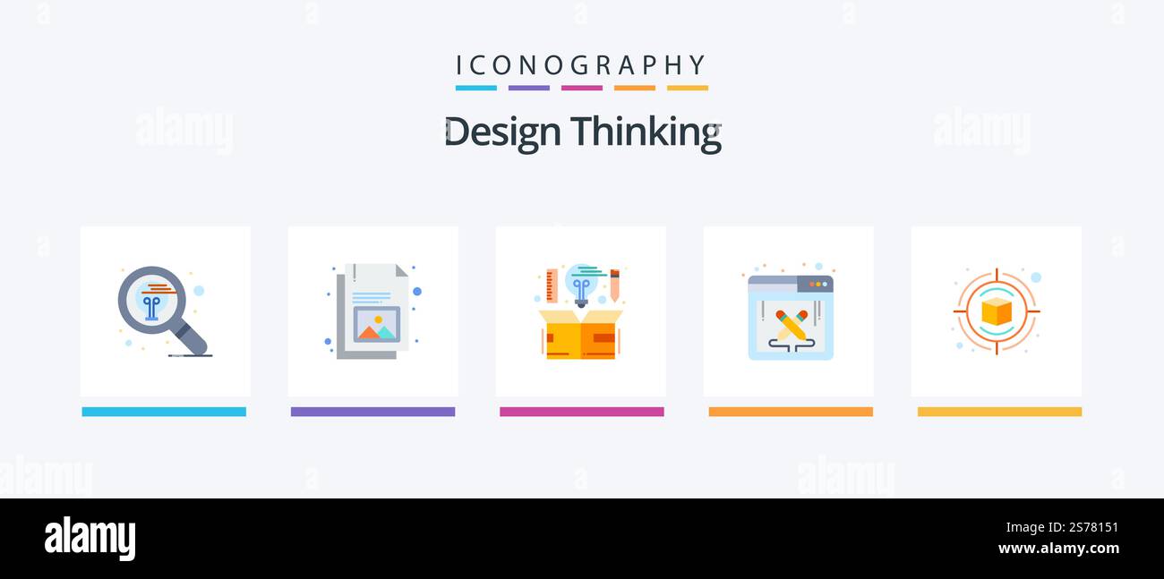Design Thinking Flat 5 Icon Pack Including work. design work. image ...
