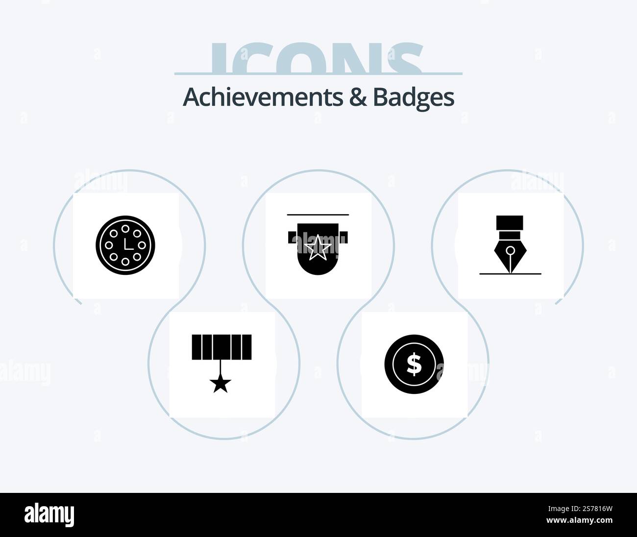 Achievements and Badges Glyph Icon Pack 5 Icon Design. achievement ...