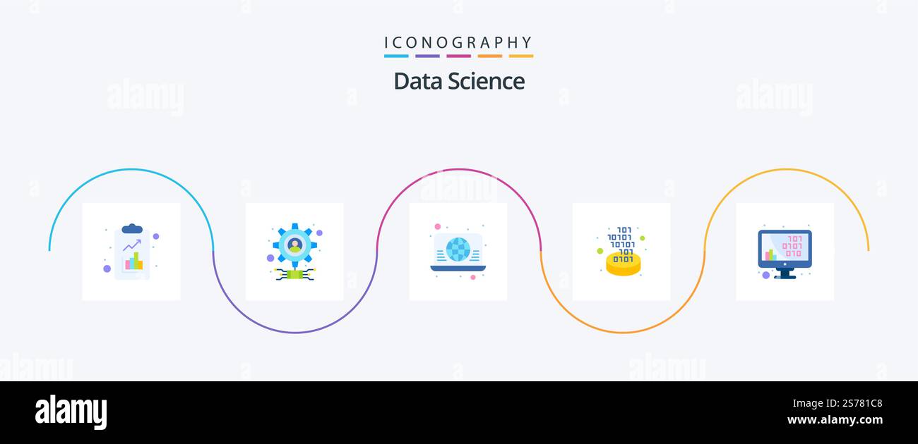 Data Science Flat 5 Icon Pack Including code. filter. connect. conversion. web Stock Vector ...
