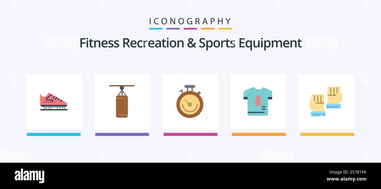 Fitness Recreation And Sports Equipment Flat 5 Icon Pack Including ...