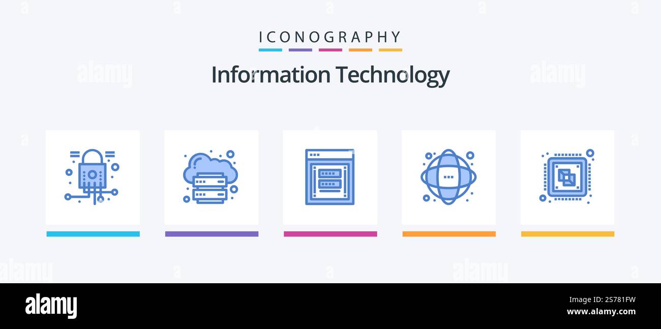Information Technology Blue 5 Icon Pack Including network. database ...