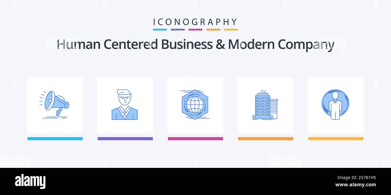 Human Centered Business And Modern Company Blue 5 Icon Pack Including ...